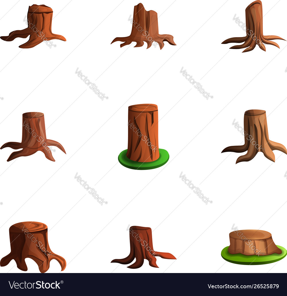 Tree stump icon set cartoon style Royalty Free Vector Image Tree stump icon set cartoon style Royalty Free Vector Image