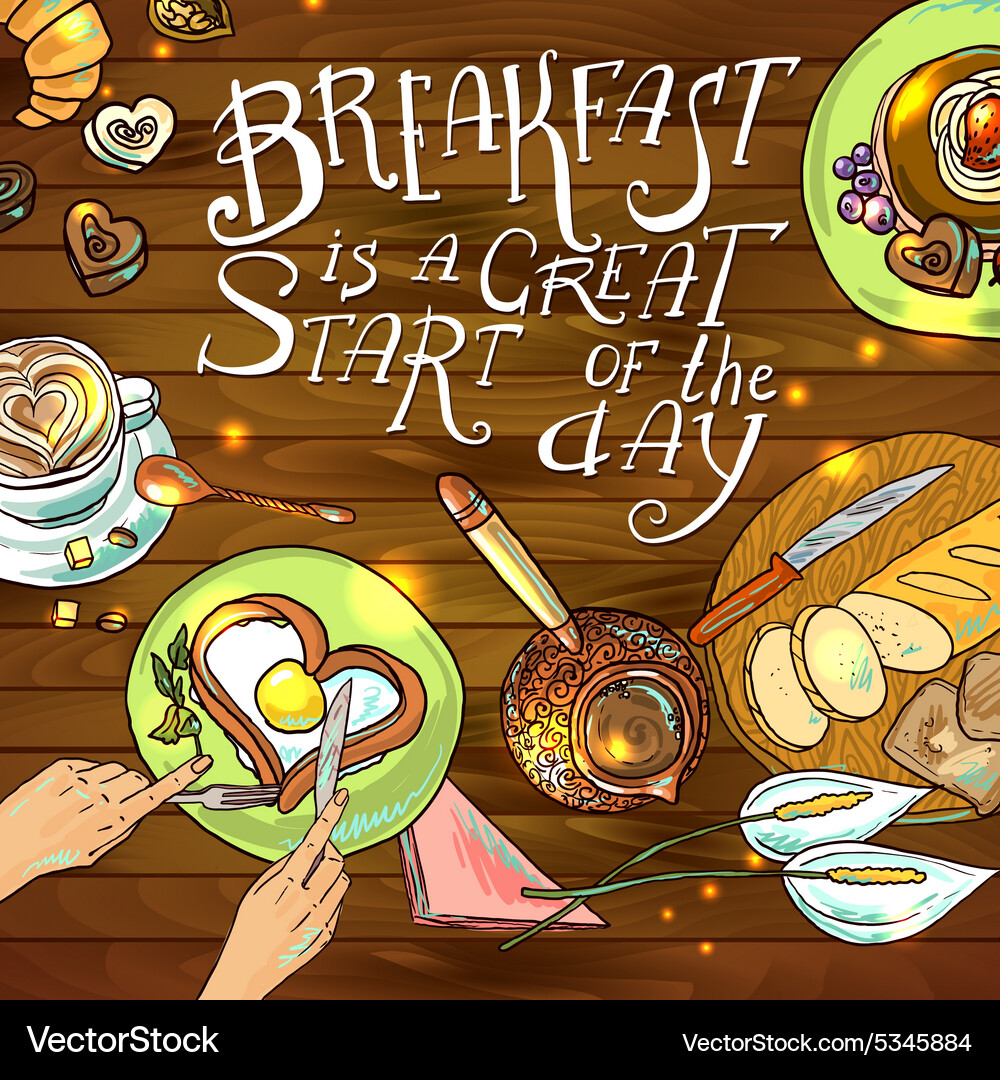 Beautiful breakfast Royalty Free Vector Image - VectorStock