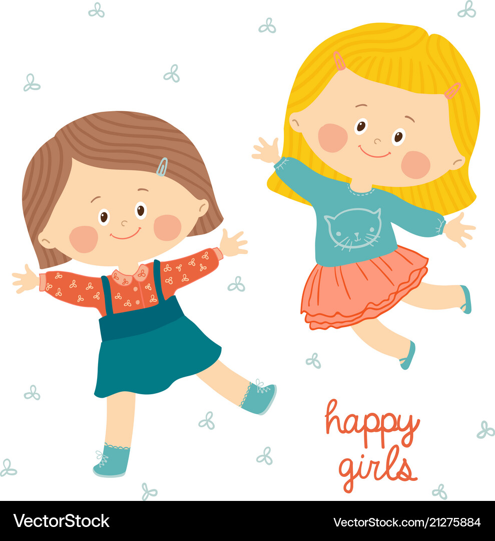 Children with smiling faces are playing jumping Vector Image