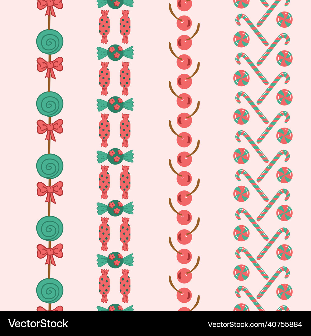 Christmas candies seamless border set Royalty Free Vector