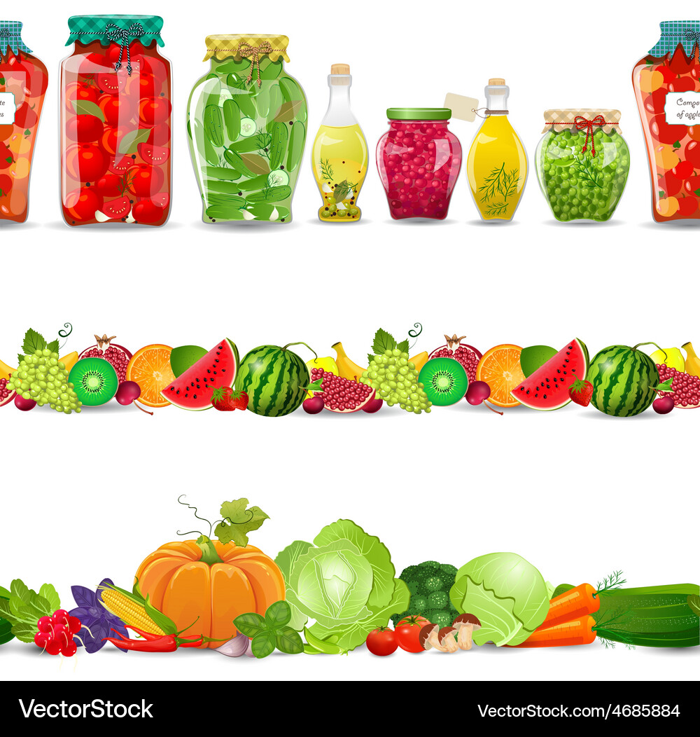Fresh Vegetable Border Collection Royalty Free Vector Image