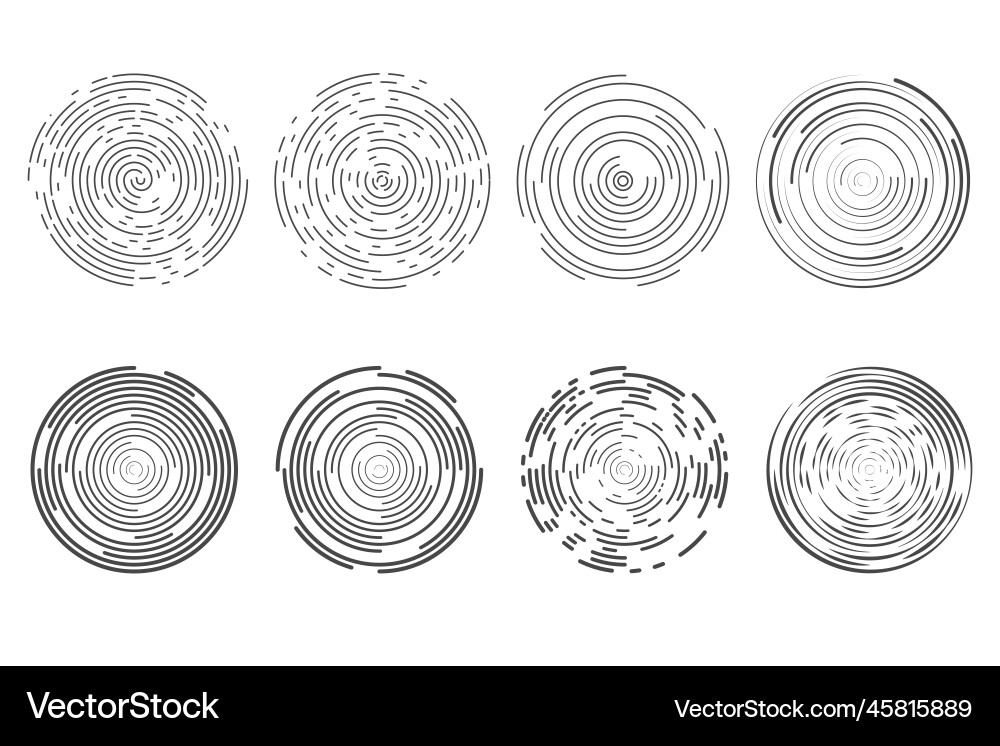 Circle concentric lines rippled rings and round Vector Image