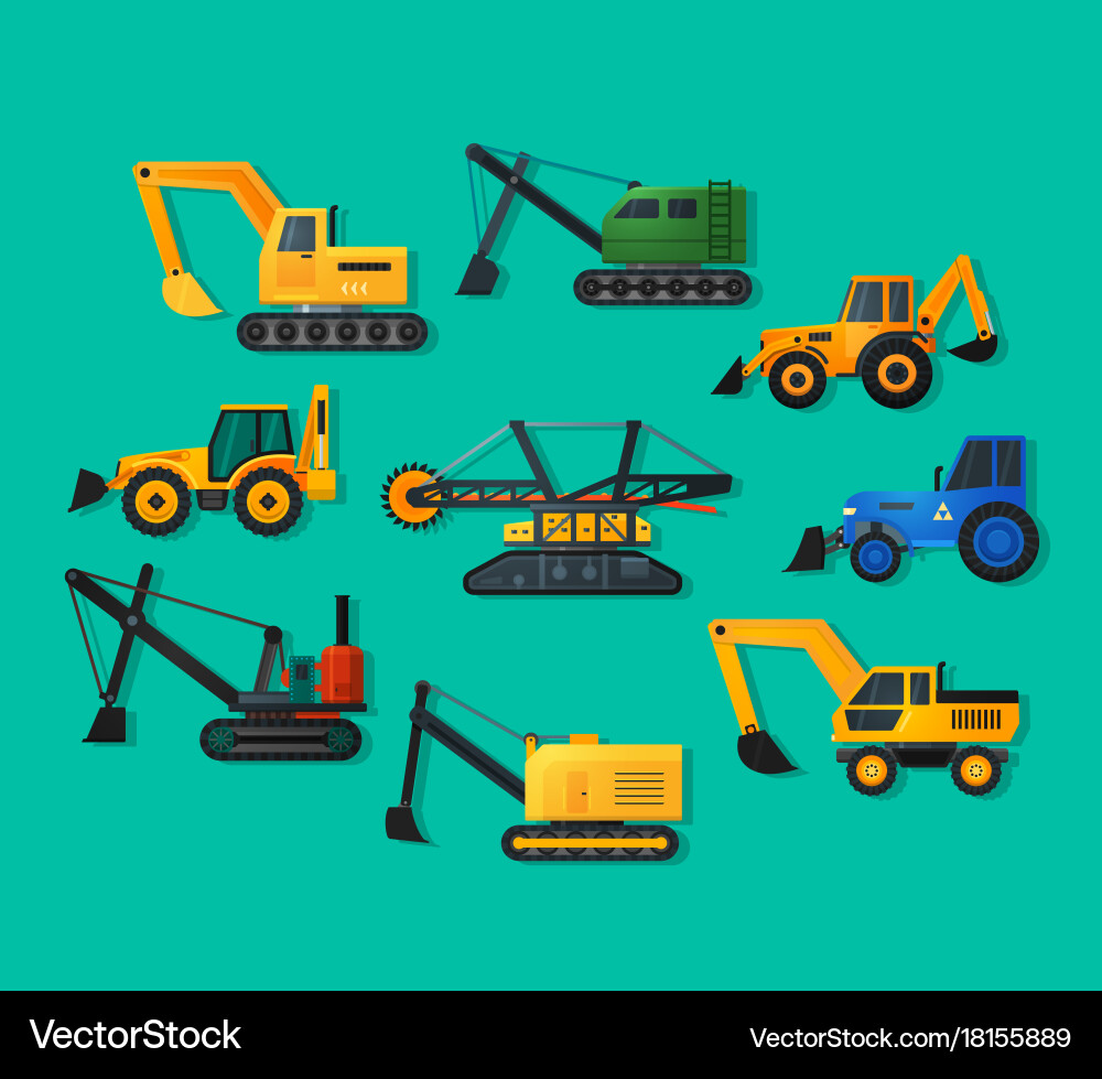 Excavators Royalty Free Vector Image - VectorStock