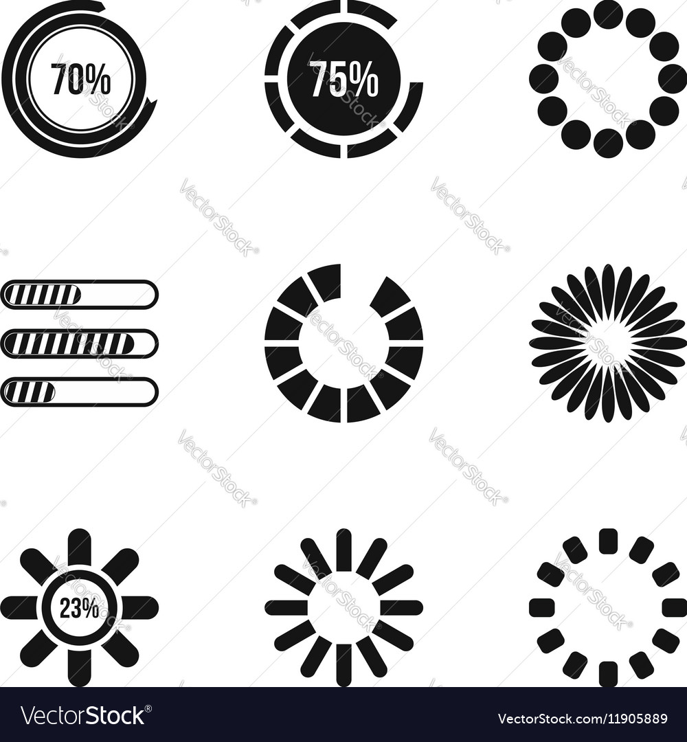 Loading and waiting icons set simple style Vector Image