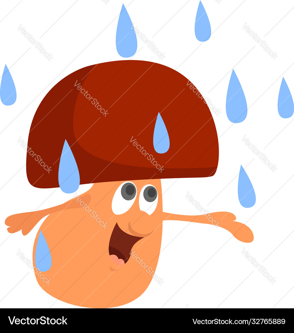Mushroom on rain white background Royalty Free Vector Image