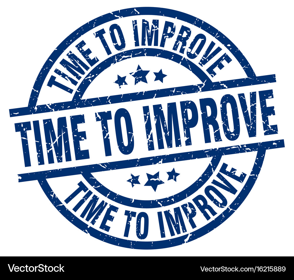 Time to improve blue round grunge stamp Royalty Free Vector