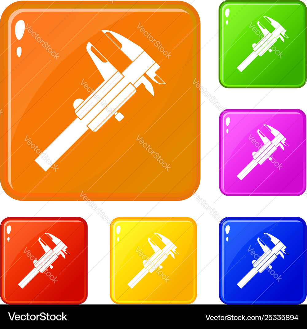 Calipers icons set color Royalty Free Vector Image