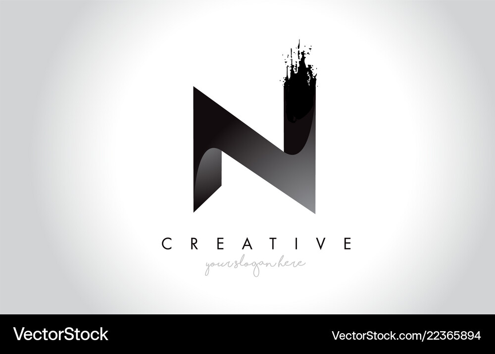 Modern 'N' Letter with Brushstroke Royalty Free Vector Image