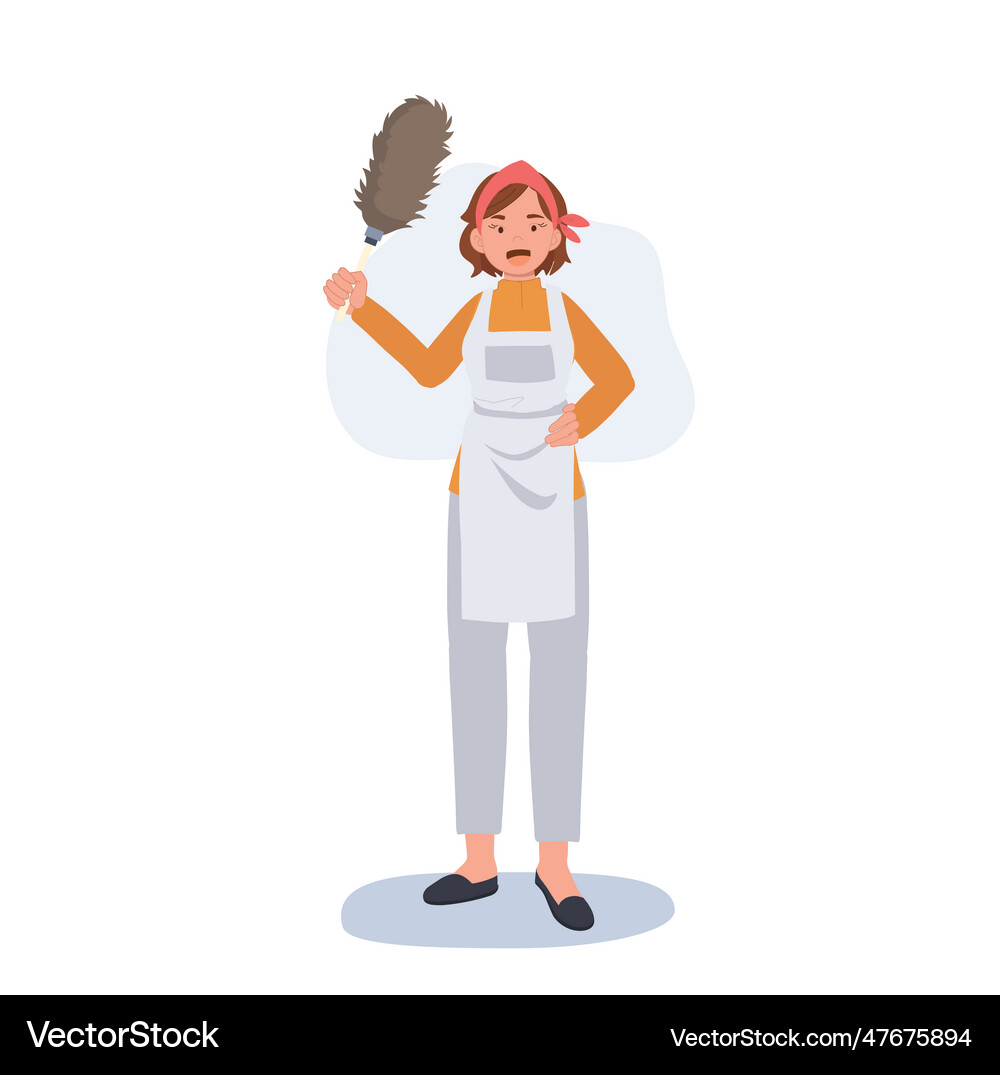 Professional cleaner lady working as housekeeper Vector Image
