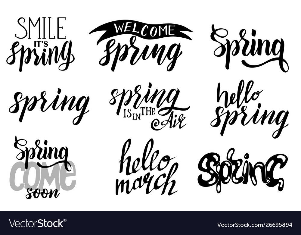 Spring time lettering greeting cards set special Vector Image