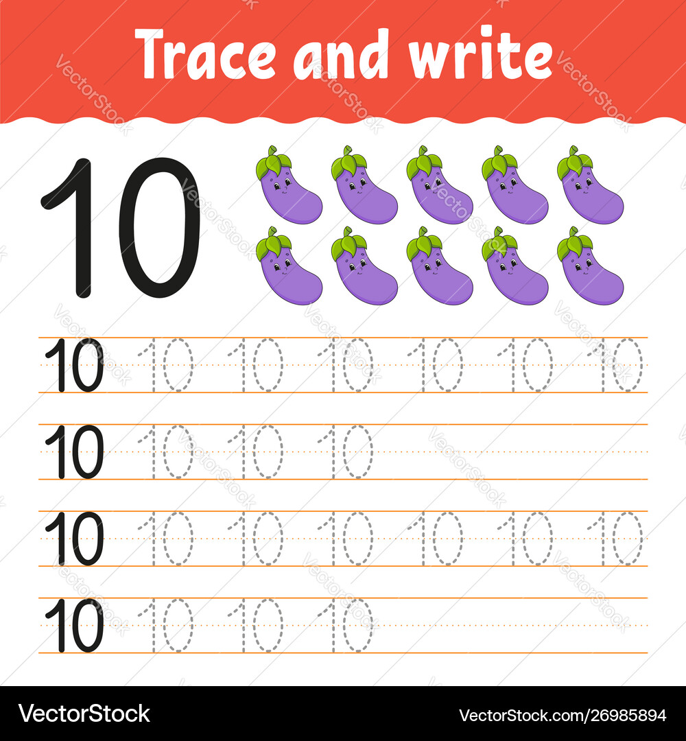 Trace and write handwriting practice learning Vector Image