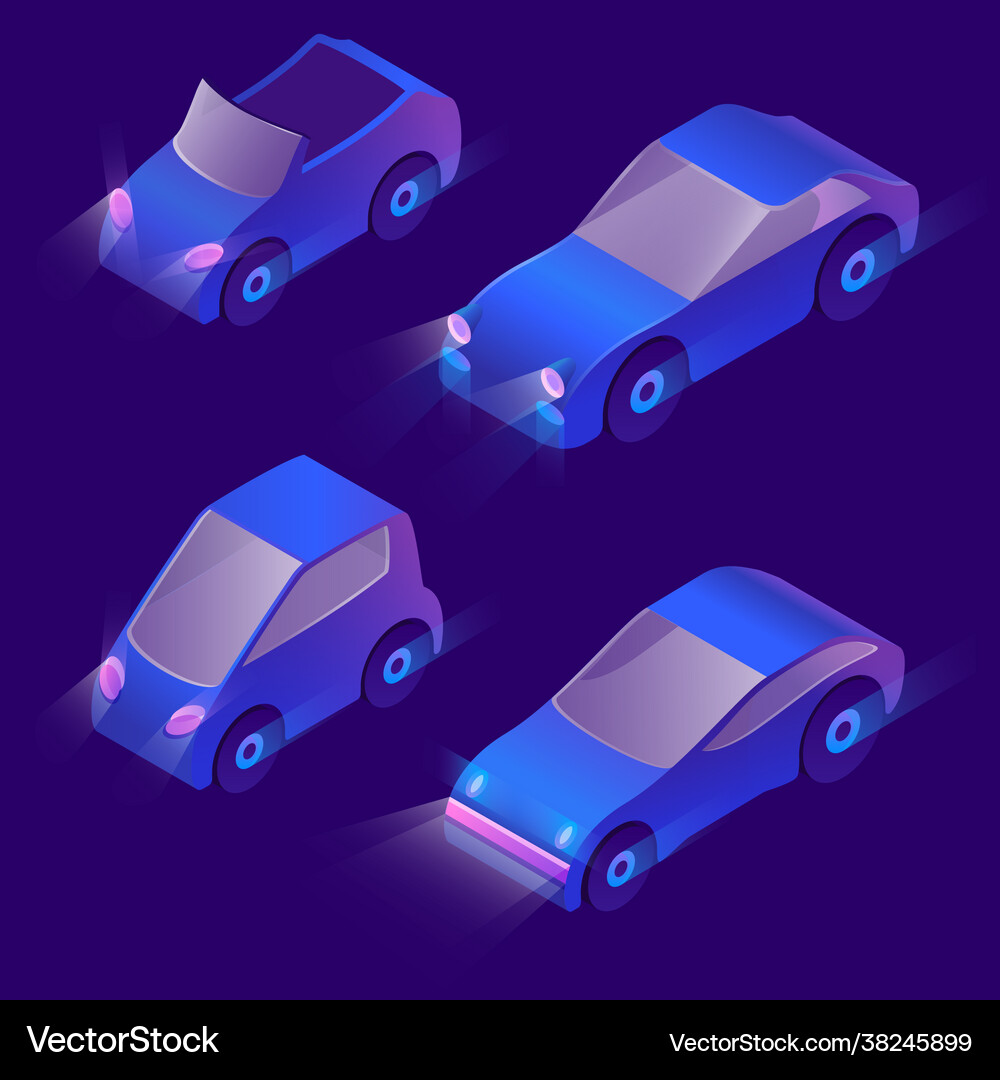 3d isometric urban transportation with headlights Vector Image