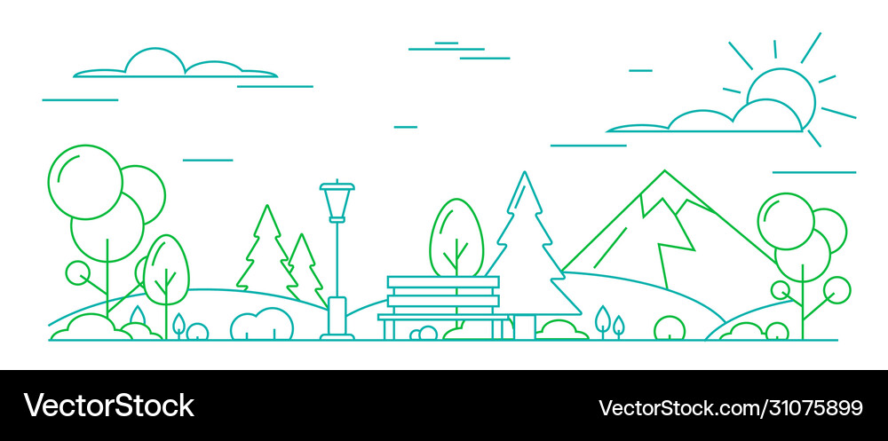 City park concept contour linear style Royalty Free Vector