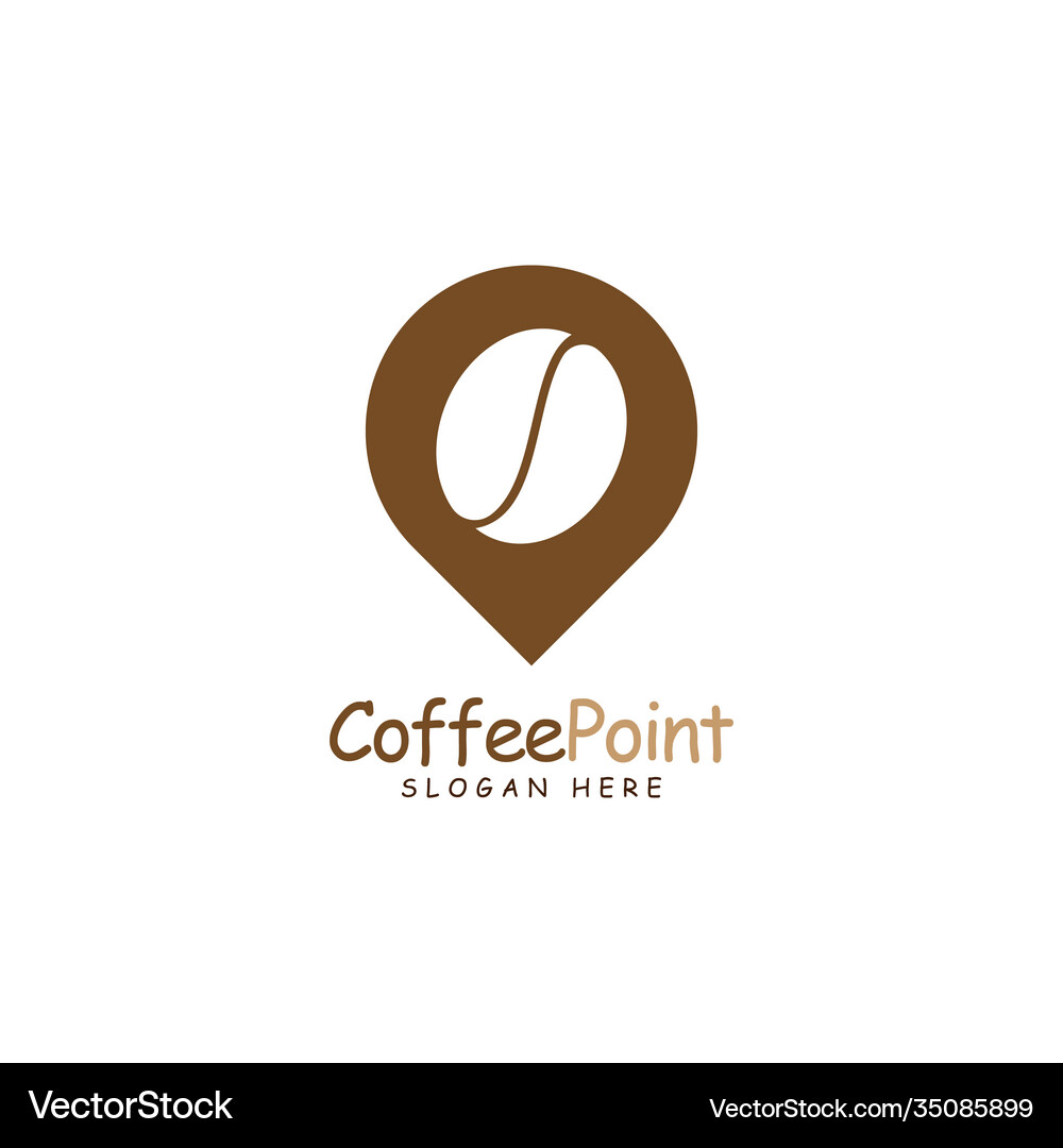 Coffee point logo design with bean Royalty Free Vector Image