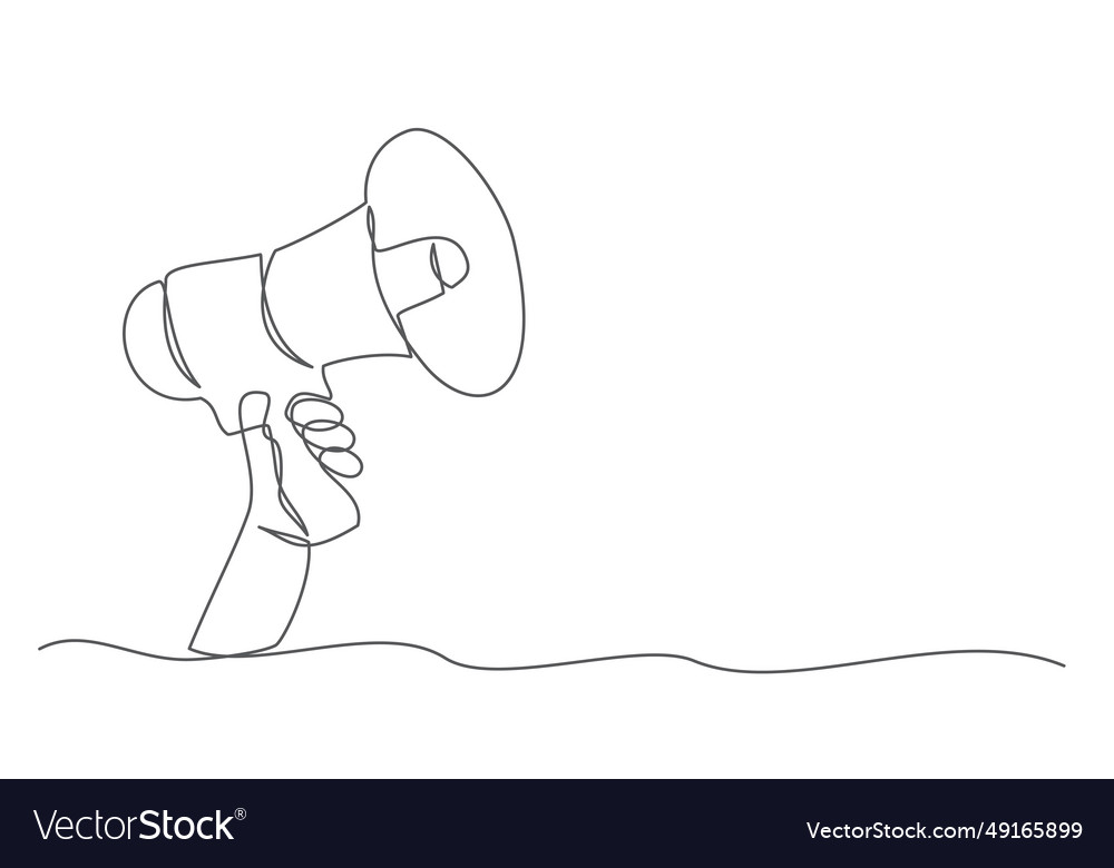 Megaphone one line drawing isolated on white Vector Image