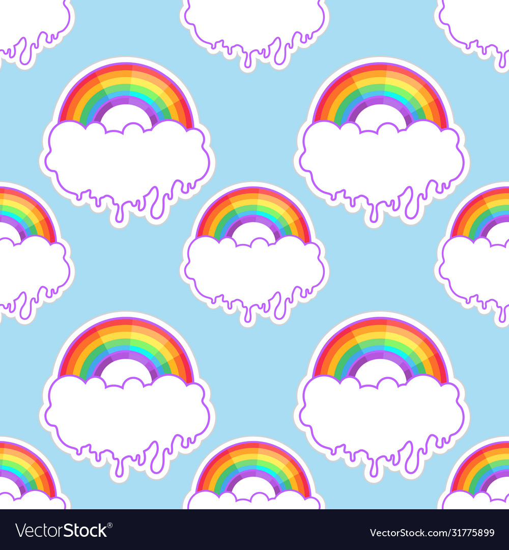Rainbows and clouds seamless pattern trendy Vector Image