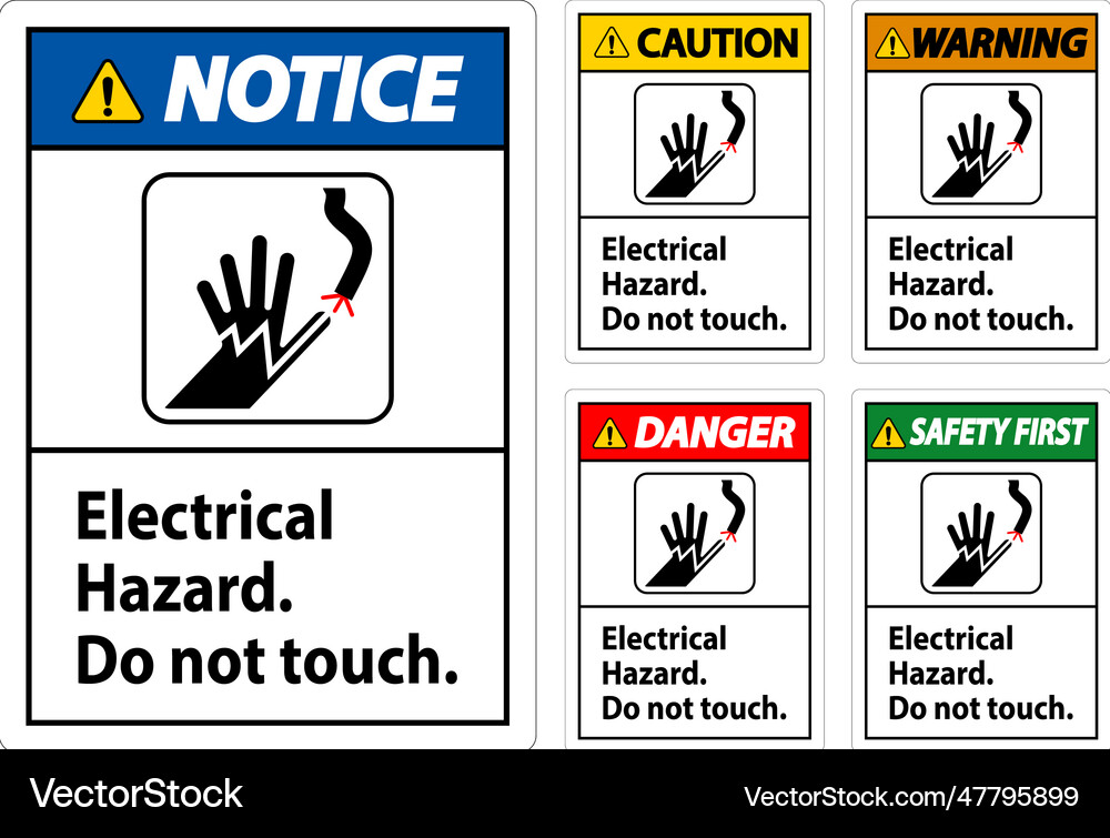 Warning sign electrical hazard do not touch Vector Image