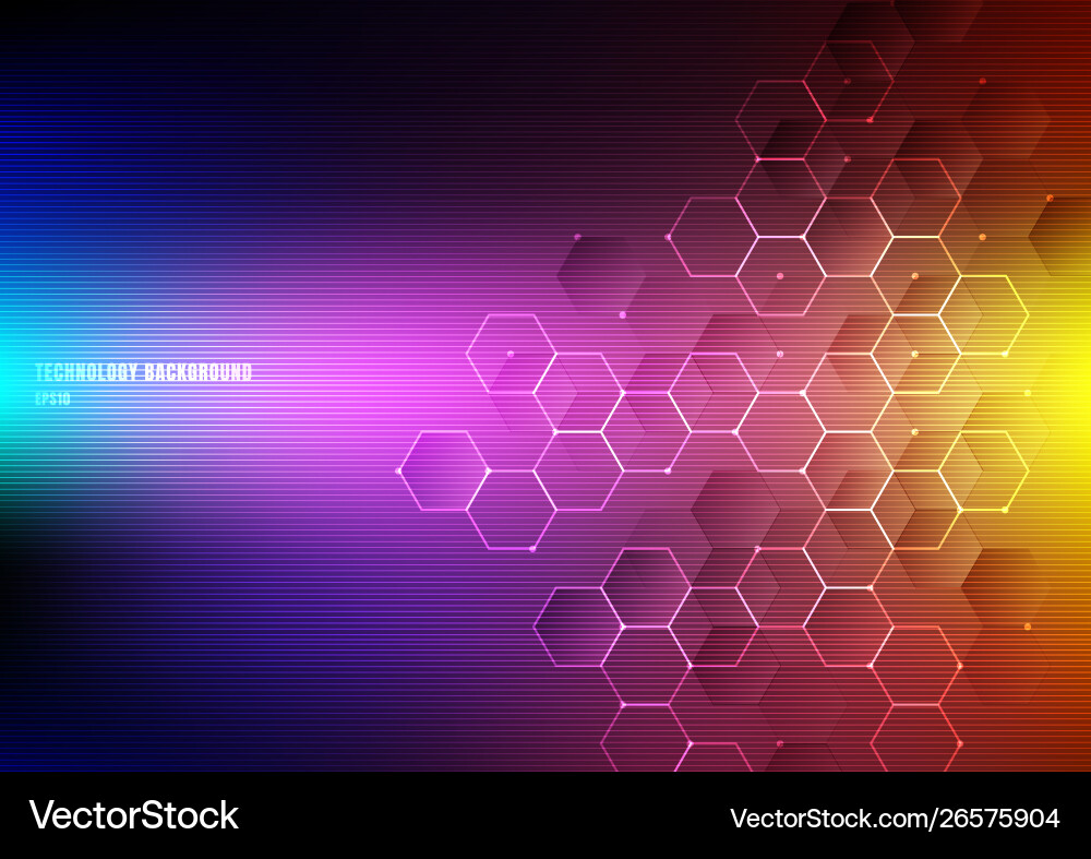 Abstract light hexagons with nodes digital Vector Image