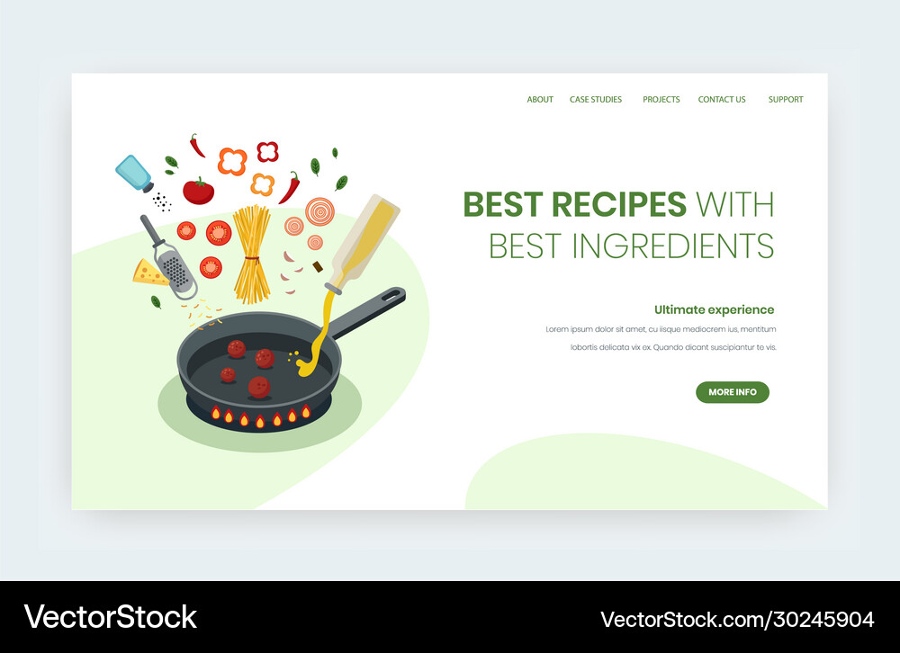 Best recipes website landing page design Vector Image