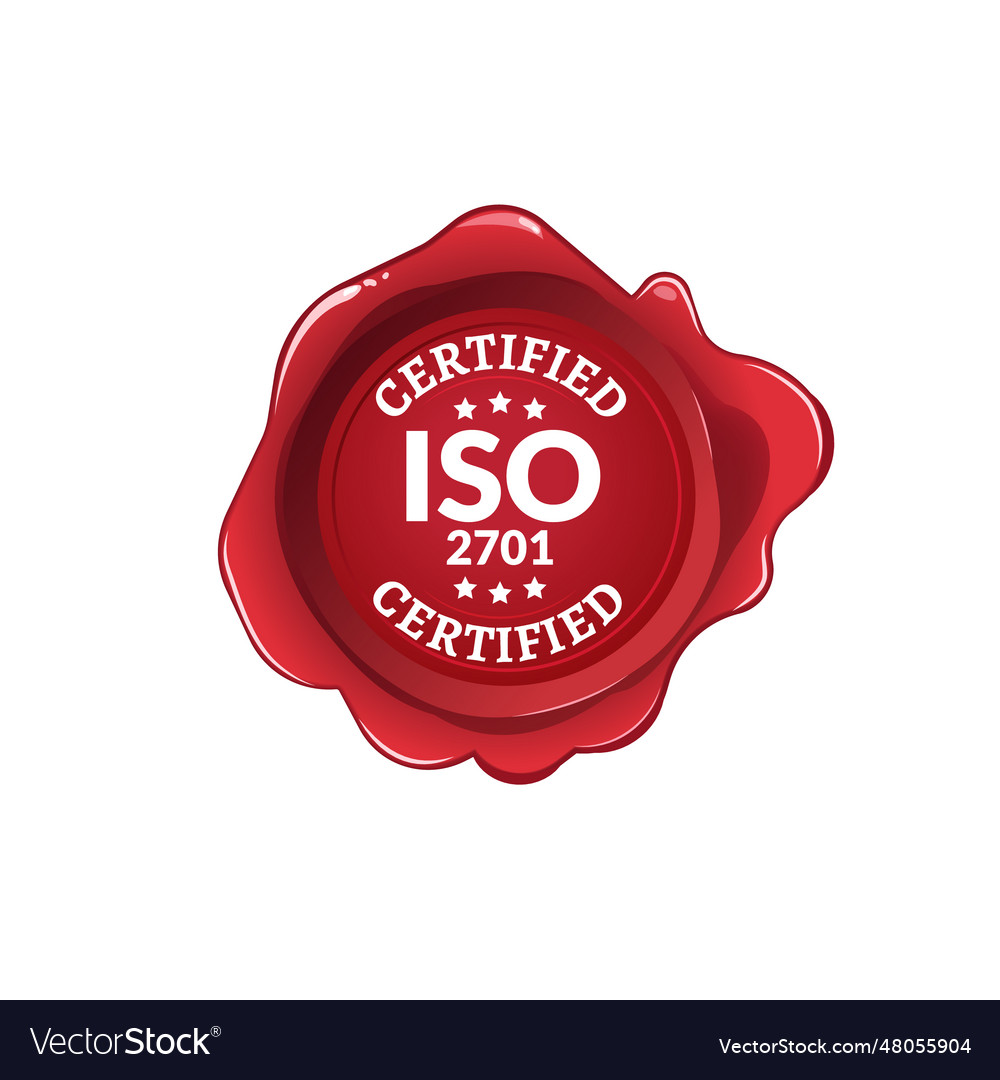 Iso 2701 standard certified iso seal label Vector Image