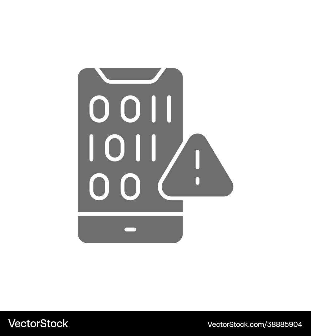 Mobile screen with binary code software Royalty Free Vector