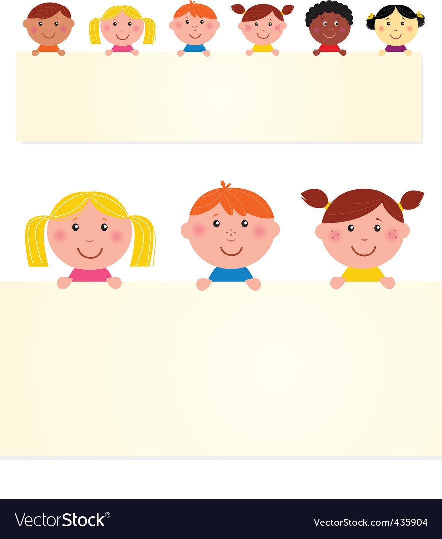 Multicultural kids banner Royalty Free Vector Image