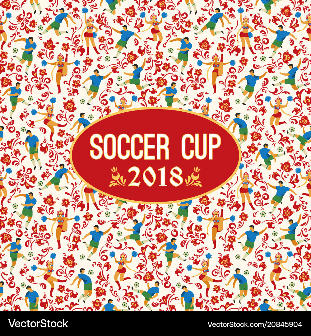 Soccer cup on background with players Royalty Free Vector