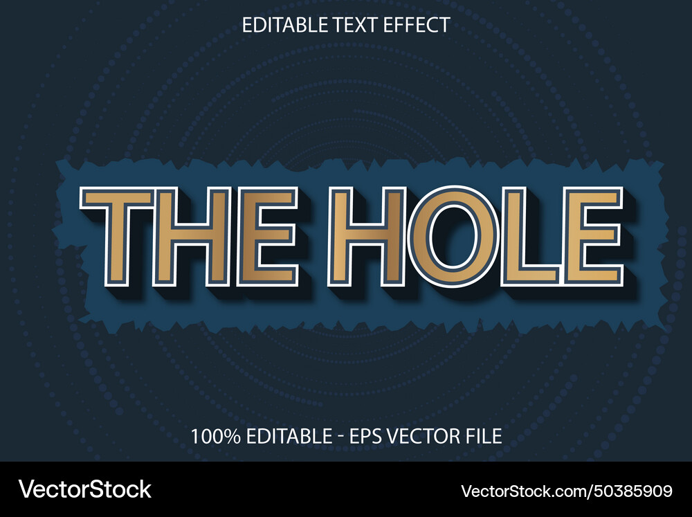 Hole modern style editable text effect Royalty Free Vector