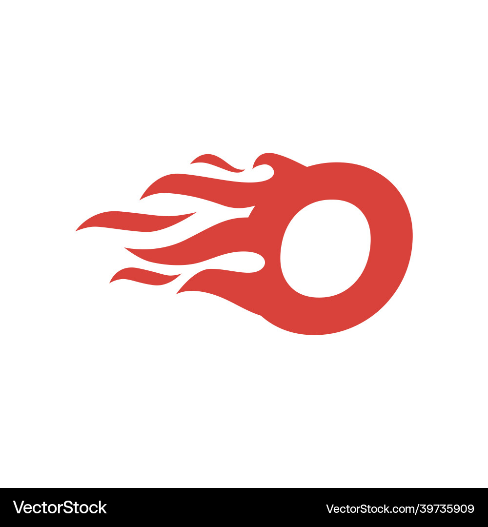 O letter fire flame hot uppercase logo icon Vector Image