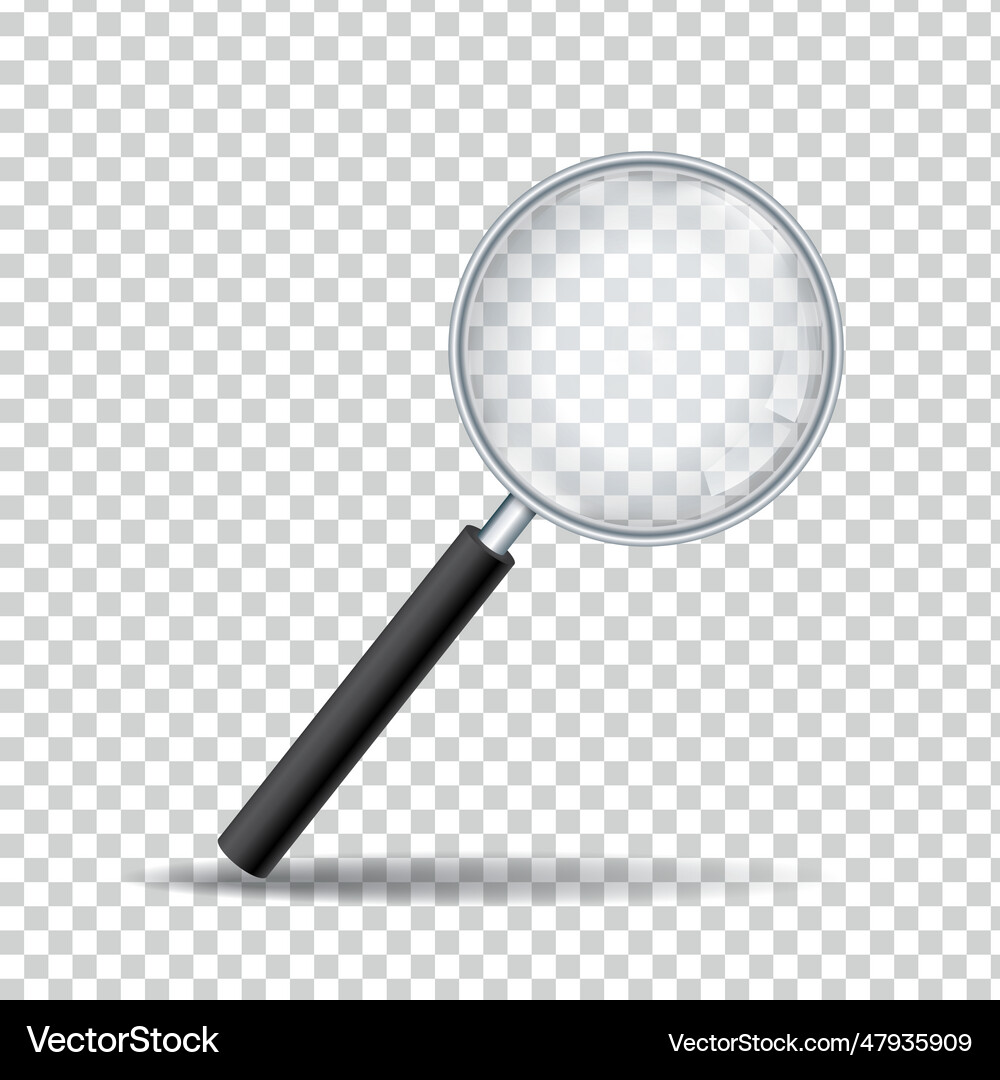 Realistic magnifying glass on transparent Vector Image