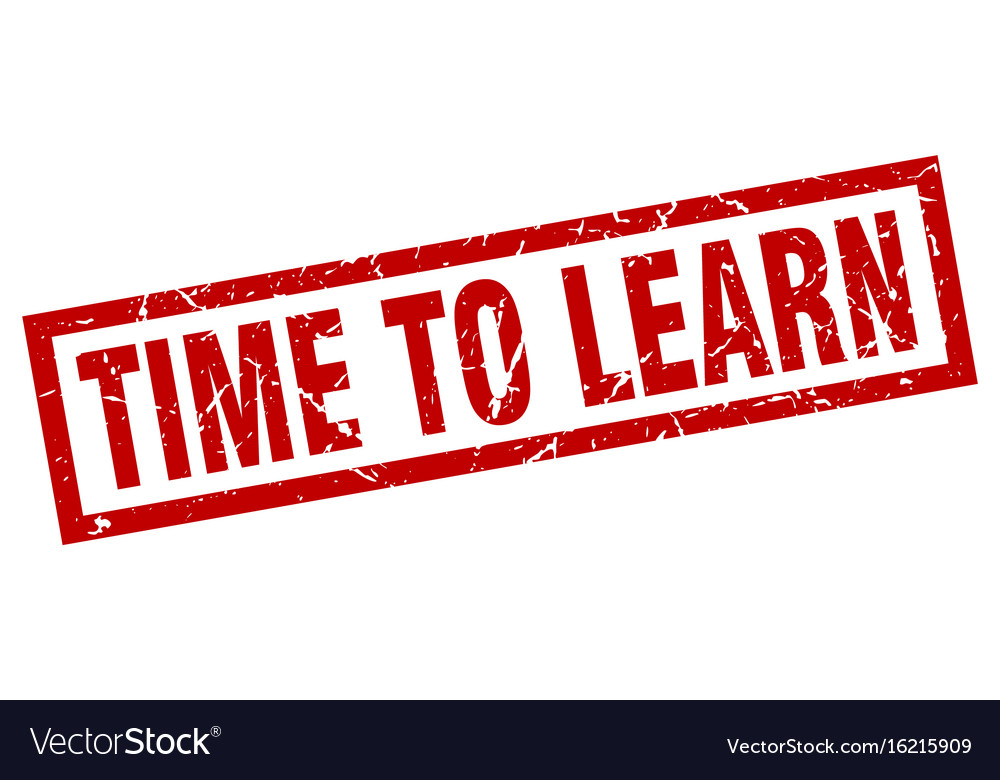 Square grunge red time to learn stamp Royalty Free Vector