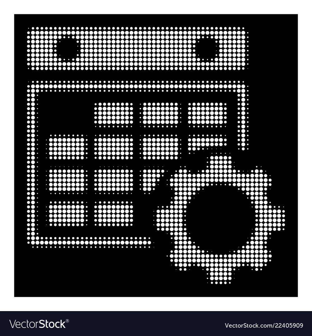 White halftone calendar configuration icon Vector Image White halftone calendar configuration icon Vector Image