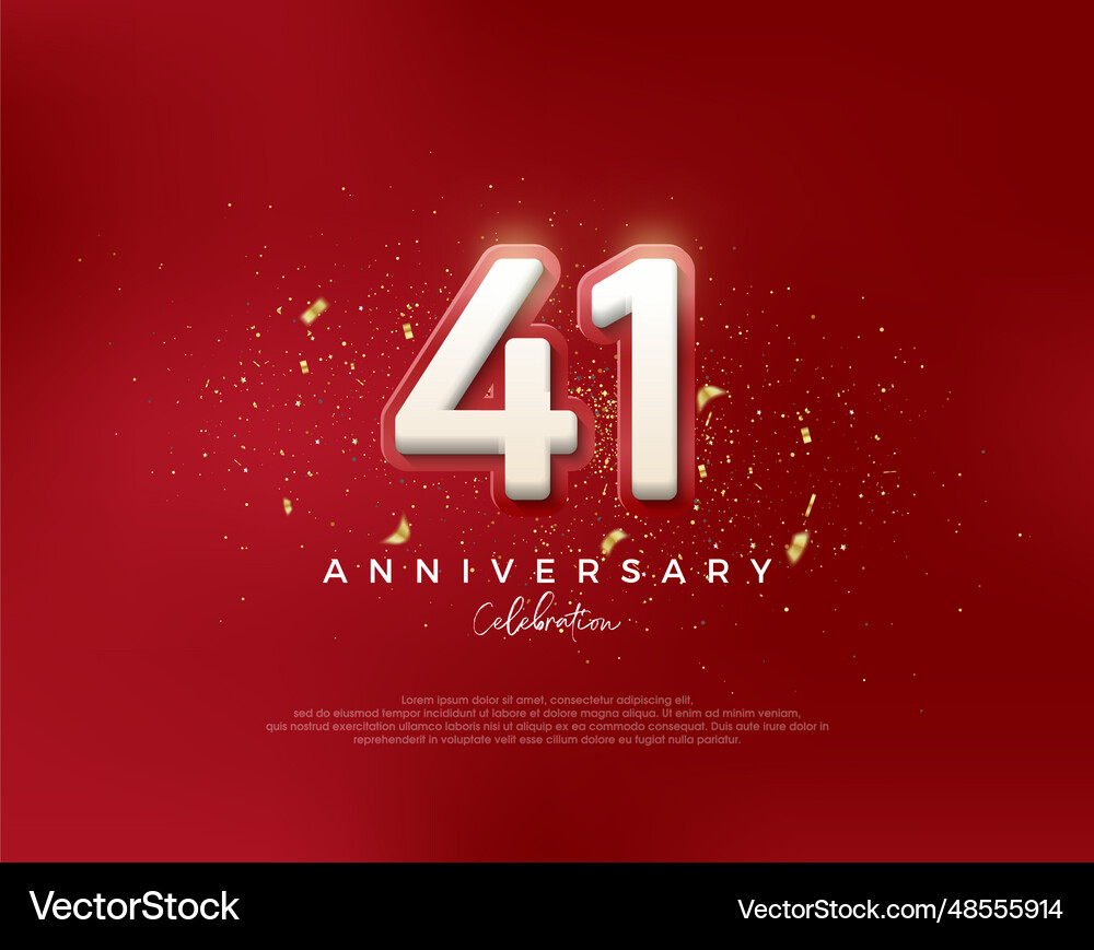 41st anniversary number with 3d white numbers Vector Image