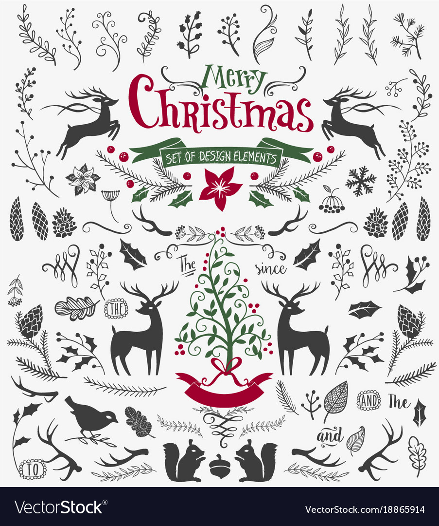 Christmas design elements Royalty Free Vector Image