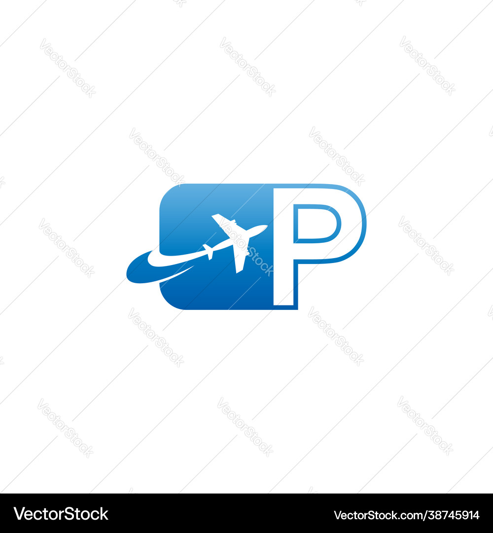 Letter p with plane logo icon design Royalty Free Vector