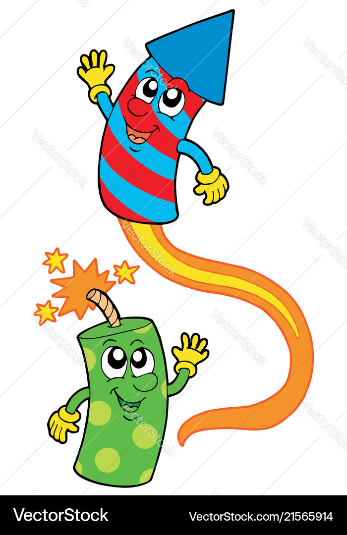 Pair cute fireworks Royalty Free Vector Image - VectorStock