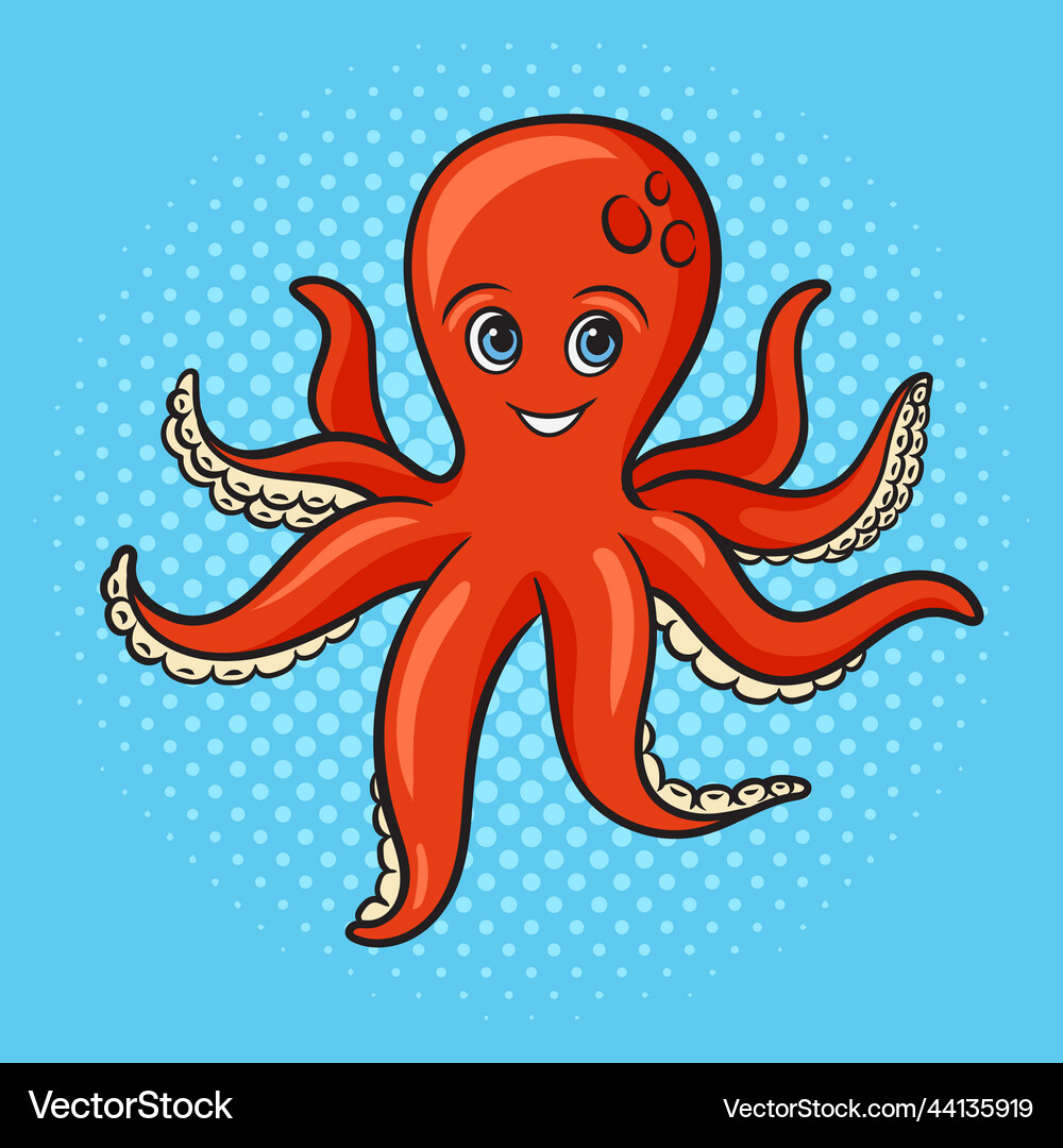 Cartoon octopus pinup pop art Royalty Free Vector Image
