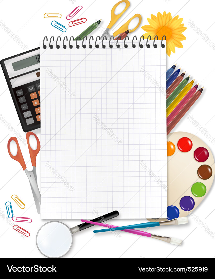 Design with school suppliess set Royalty Free Vector Image