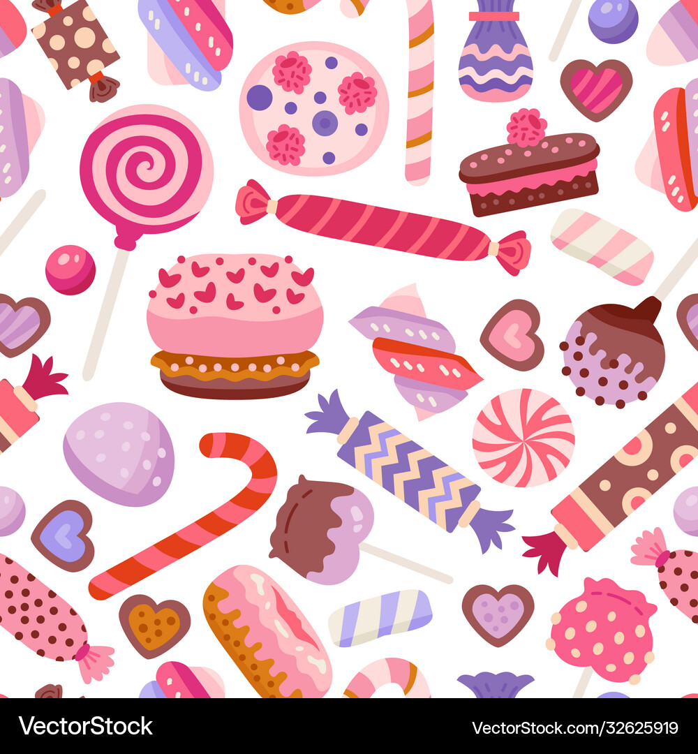 Valentine day sweet pattern with different cupcake