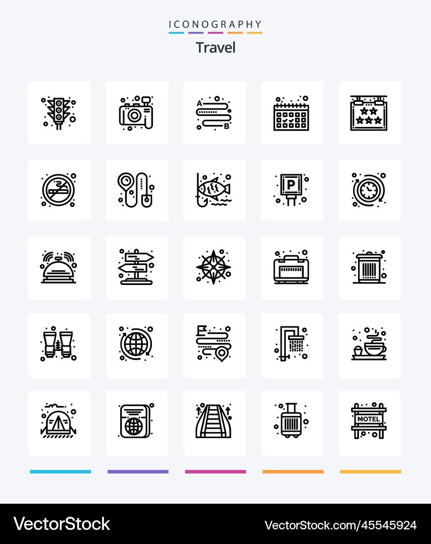 Creative travel 25 outline icon pack Royalty Free Vector