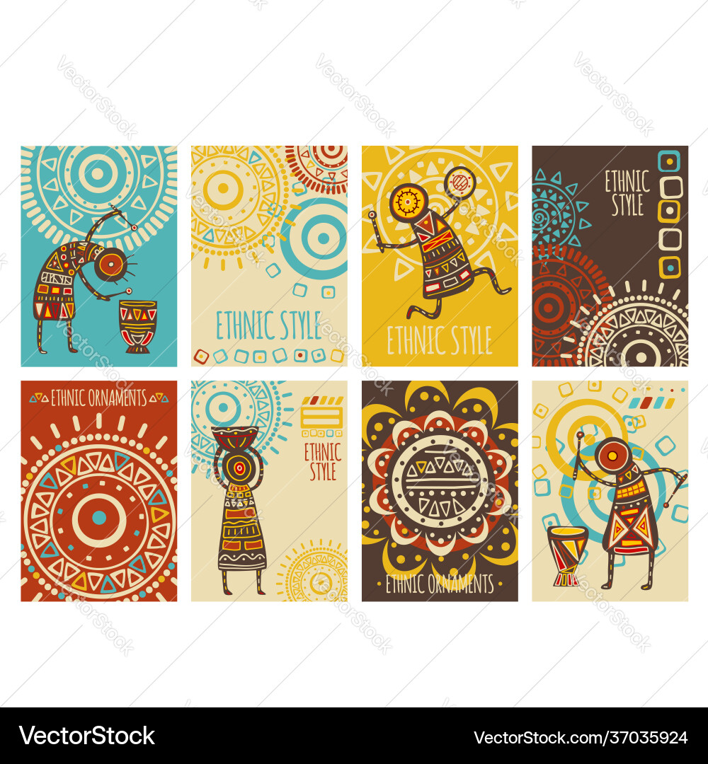 Set ethnic banner background flyer placard Vector Image