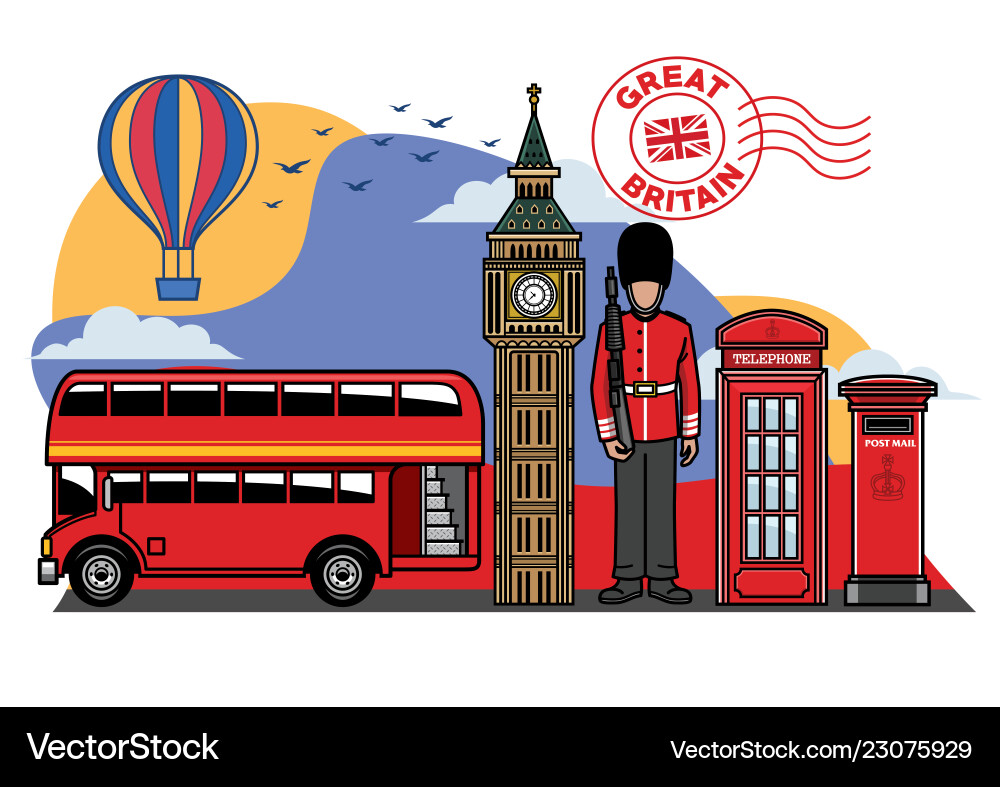 Great britain icon city set Royalty Free Vector Image
