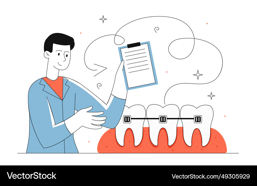 Orthodontic services line concept Royalty Free Vector Image