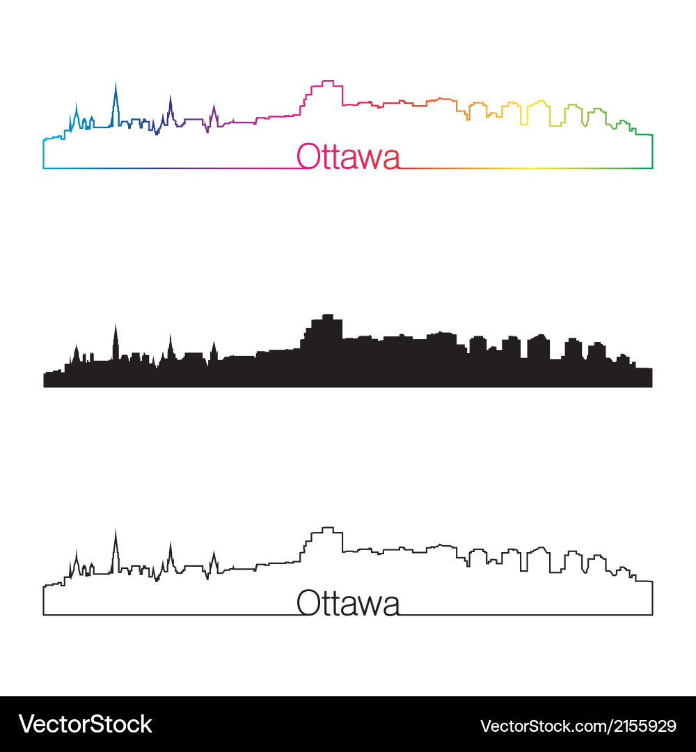 Ottawa skyline linear style with rainbow Vector Image