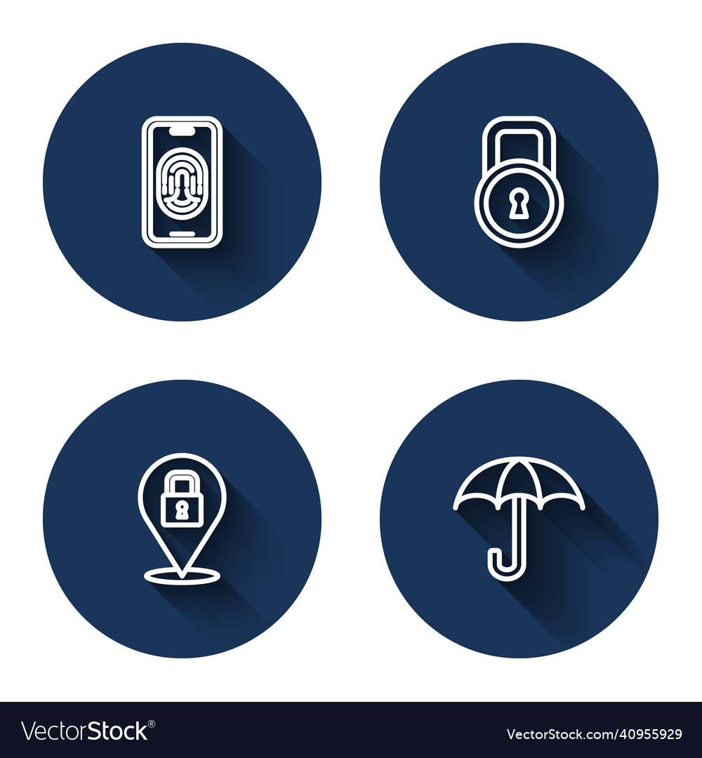Set Line Mobile With Fingerprint Scanner Lock Vector Image