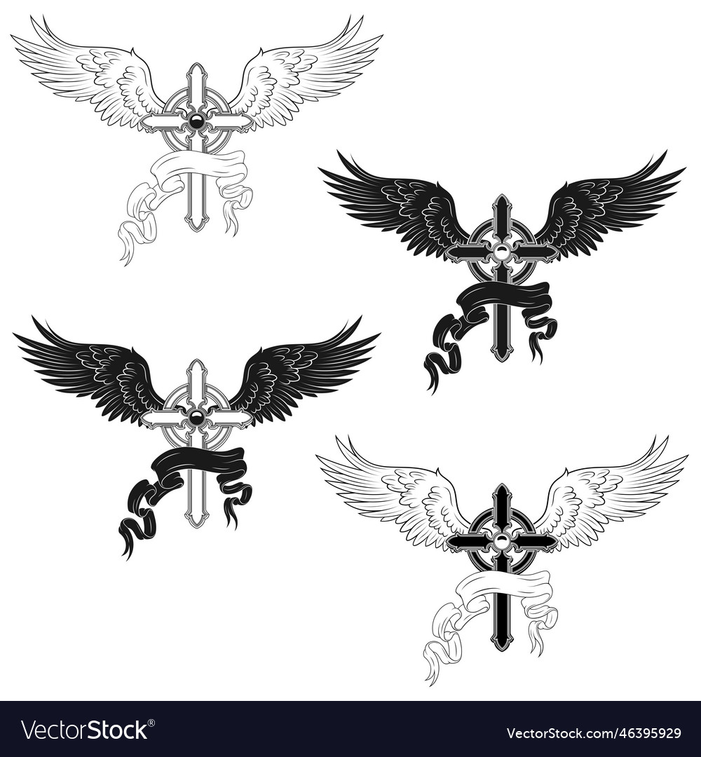 Winged christian cross design Royalty Free Vector Image Winged christian cross design Royalty Free Vector Image