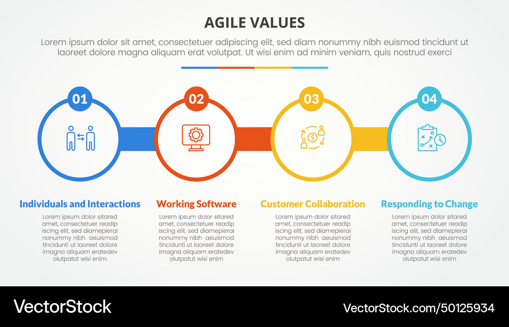 Agile values infographic concept for slide Vector Image
