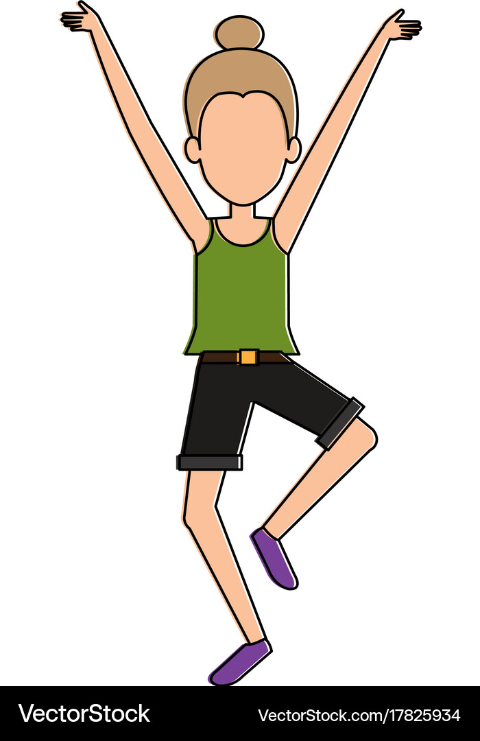 Cheerful jumping woman avatar Royalty Free Vector Image