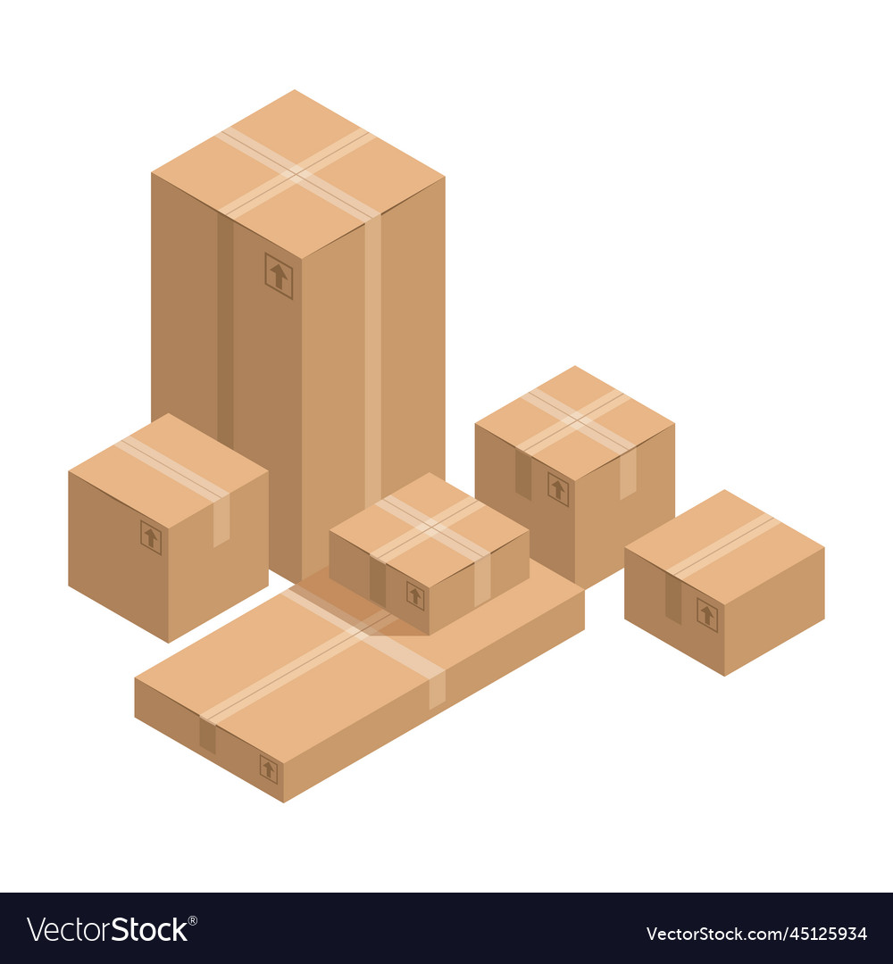 Delivery parcel boxes composition Royalty Free Vector Image