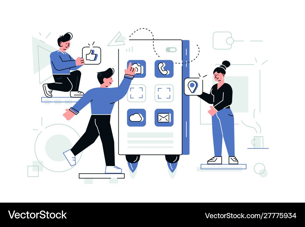 Designers creating internet application Royalty Free Vector
